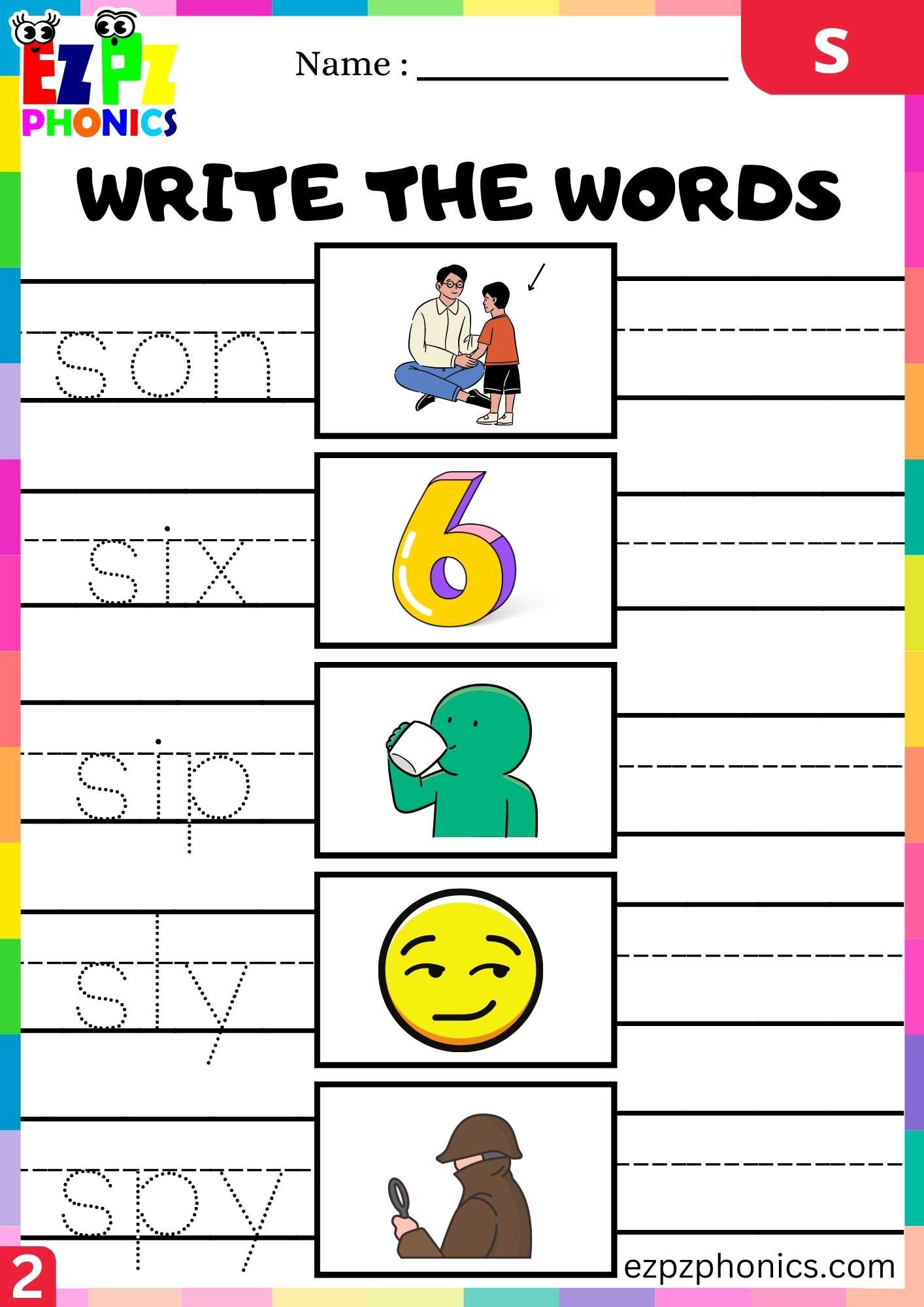 Group2 Letter S Write The Words Beginning Sounds Worksheet - ezpzphonics.com